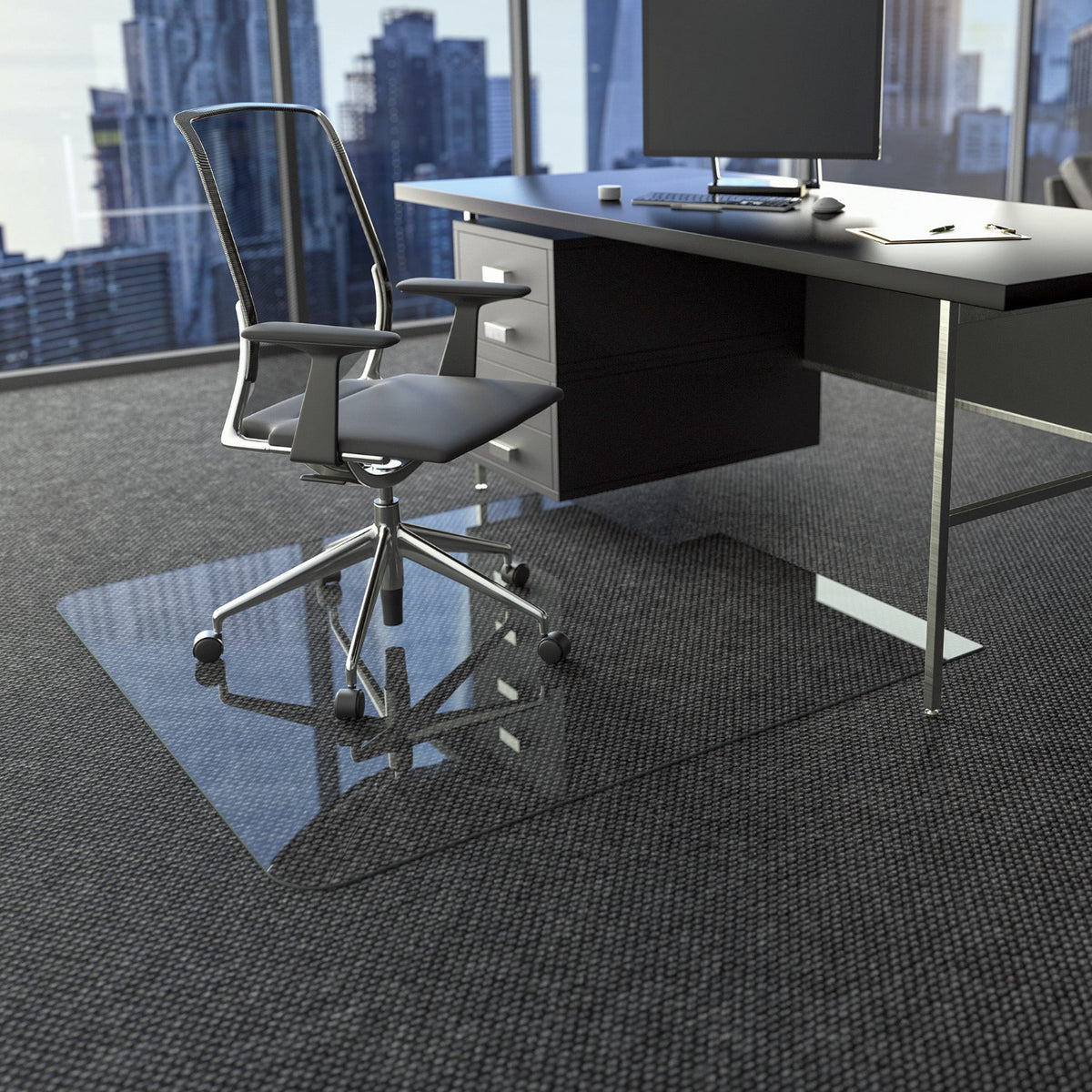 Vitrazza: Glass Office Chair Mat For Carpet, Hardwood & Tile