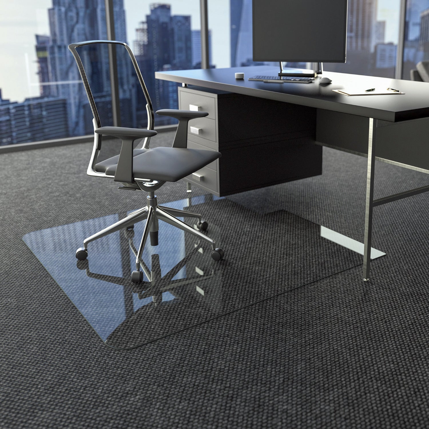 Vitrazza: Glass Office Chair Mat For Carpet, Hardwood & Tile