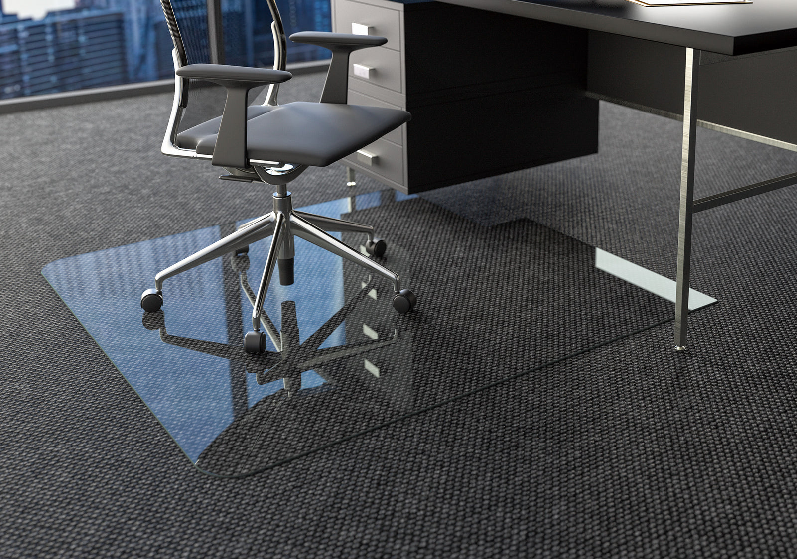 Vitrazza: Glass Office Chair Mat For Carpet, Hardwood & Tile